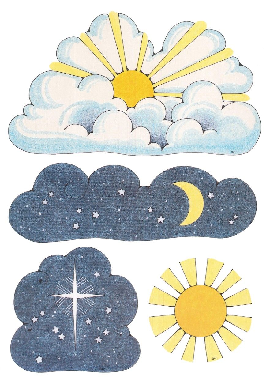 Primary Visual Aids: Cutouts 3-6, Sun in Clouds; 3-7, Stars and Moon; 3 ...