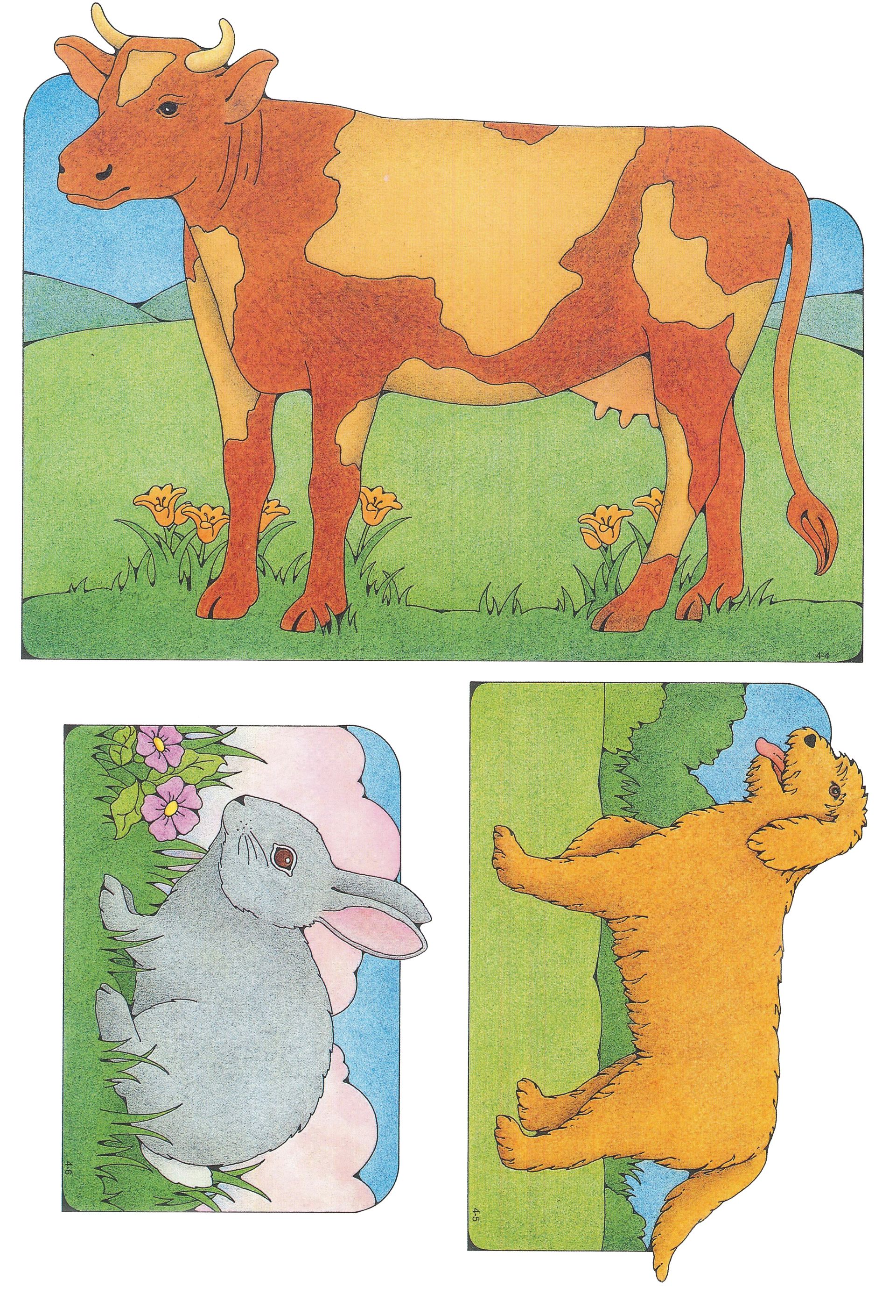 Primary Visual Aids: Cutouts 4-4, Cow; 4-5, Dog; 4-6, Rabbit