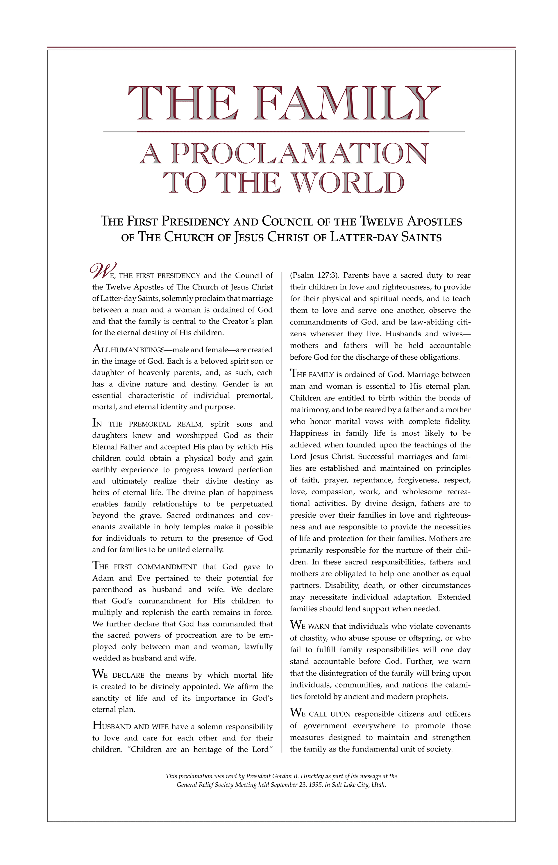 The Family: A Proclamation to the World