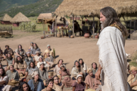 Jacob preaching to Nephites gathered at the temple