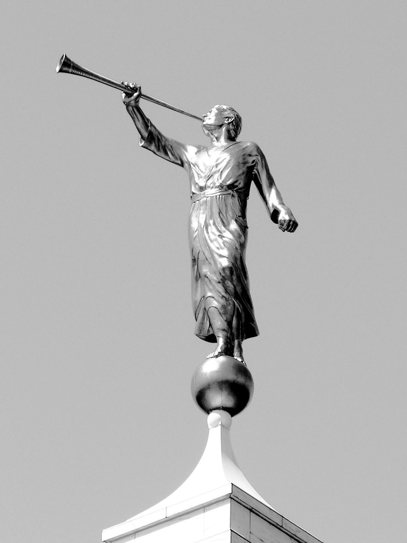 Angel Moroni Black-and-White Detail