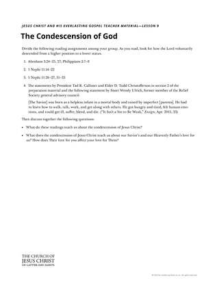 Lesson 9 Teacher Material: Rejoicing in the Divine Birth of Jesus Christ